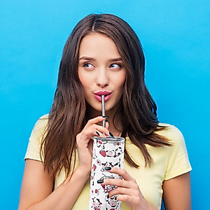 Strawberry Cow Print Tumbler-20 oz Skinny Tumbler with Lid and Straw-Cow Gifts for Women, Birthday Gifts for Women-Strawberry Decor, Strawberry Accessories-Insulated Cow Tumbler,Cute Cups,Cute Tumbler