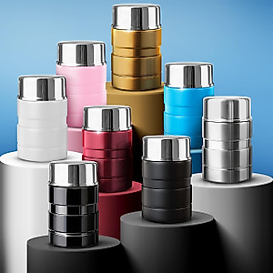 Earth&ME Stainless Steel Thermo For Hot Food 17OZ with Folding Spoon, Vacuum Insulated Food Container, Soup Thermo with Wide Mouth, Insulated Food Jar for Hot & Cold Food, Matte Black