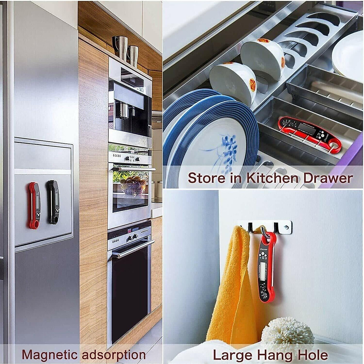 Meat Thermometer-Food Thermometer Compatible Bottle Cap Opening,Used for Cooking Kitchen Candy Meat Digital Thermometer,Instant Read Meat Thermometer for Oil Deep Fry BBQ Grill Smoker