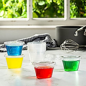 Comfy Package [4 oz. - 50 Count Clear Disposable Plastic Portion Cups with Lids - Soufflé Cups, Jello Shot Cups With Lids, Clear Plastic Containers Perfect for salad Dressing and More