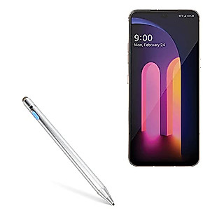 BoxWave Stylus Pen Compatible with LG V60 ThinQ 5G (Single Screen) (Stylus Pen by BoxWave) - AccuPoint Active Stylus, Electronic Stylus with Ultra Fine Tip - Metallic Silver