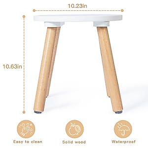 Frogprin 2 Pack Wooden Kids Stool, Perfect Matched Sensory Table, Toddler Step Stool Multi-Purpose Sitting Stool Children's Small Stool 10.23in Round Stool Stable Natural Anti-Slip