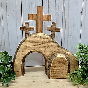 Jesus Easter Tiered Tray Decor Puzzle Statue Wooden Easter Nativity Set Easter Nativity Scene for Farmhouse Holiday Table Decor
