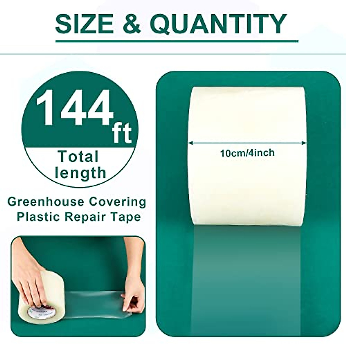 Tondiamo Greenhouse Repair Tape 4 Inch x 144 Feet Plastic Film Repair Tape Clear Film Repair Tape for Garden Greenhouse Tents Sheeting Coverings Sealing Patching Extra Strong Permanent Repair