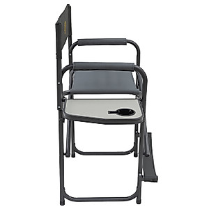Browning Directors Chair - Outdoor Folding Chairs Made with Durable Fabric and Sturdy Aluminum/Steel Frame, with Extra Tall Seat and Flip-Down Footrest, Plus, Charcoal/Gray
