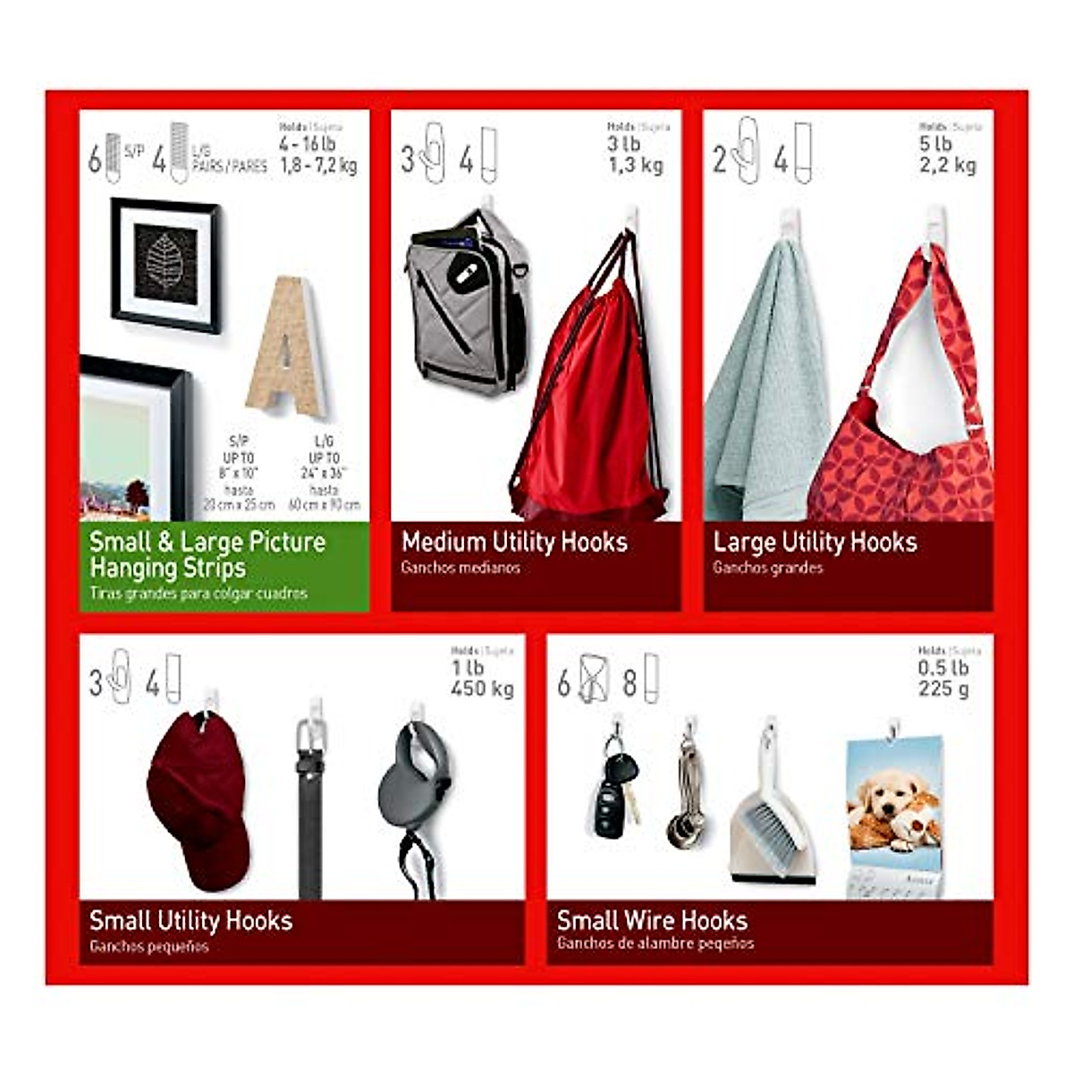 Command General Purpose Variety Kit, Hangs Up to 19 Items, Organize Damage-Free & Picture Hanging Kit, Indoor Use, Hangs up to 15 Pictures