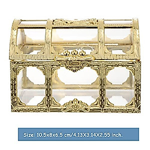 NUOBESTY Treasure Chest Pirate Keepsake Jewelry Box Small Transparent Vintage Decorative Metal Box for Kids Birthday Pirate Party Favors