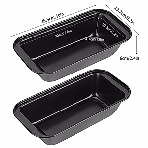 2 Pcs Baking Loaf Pan Rectangle Bread Cake Mold Carbon Steel Black 10 x 5.2 x 2.4 Inch Nonstick Coating Loaf Pan Baking Tray for Home Kitchen