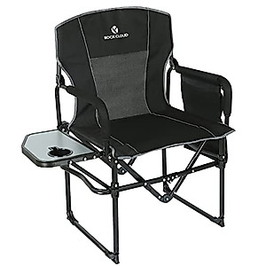 ROCK CLOUD Folding Camping Chair with Storage Pocket and Side Table Compact Portable Camp Chairs Outdoor for Camp Lawn Hiking Fishing Sports Black
