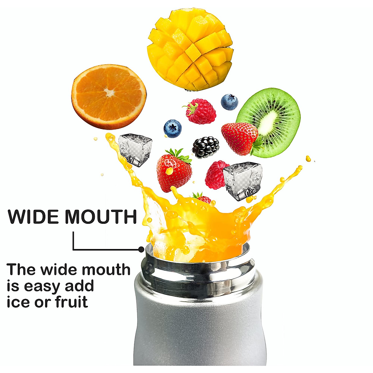 Xnego Vacuum Insulated Stainless Steel Water Bottle, Double Wall Thermos Keeps Drinks Hot for 12 Hours and Cold for 24, Reusable Metal Leak-Proof Sports Flask with Wide Mouth Lid, Set of 2