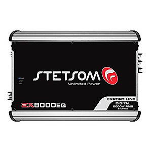 Stetsom EX 8000 EQ 2 Ohm Mono Car Audio Amplifier, 8000.1 8K Watts RMS, 2Ω Stable Full Range HD Sound Quality MD Crossover HPF LPF Bass Boost Front Rear Bridge Speaker