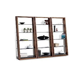 BDI Eileen Shelf 5156 Leaning Shelf, Natural Walnut, Smoked Glass