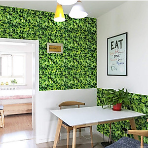 Yija Green Leaf Self-Adhesive Decorative Vinyl Shelf Liner Living Room Wall Sticker 17.7inch by 98inch