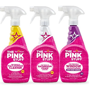 Stardrops - The Pink Stuff - The Miracle Multi-Purpose Spray, Window & Glass Cleaner, and Bathroom Foam Spray Bundle (1 Multi-Purpose Spray, 1 Window & Glass Cleaner, 1 Bathroom Foam Spray)