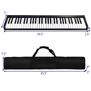 Costzon 61-Key Portable Digital Piano, Upgraded Premium Electric Keyboard W/ 128 Rhythm, 128 Tone, Sustain Pedal, MIDI/USB Interface, Power Supply, Bluetooth Function (Black)