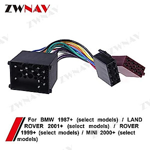 ZWNAV ISO Car Radio Wire Cable Wiring Harness Stereo Adapter Connector Adaptor Plug Power and LoudspeakerFit for BMW 1987+, Land Rover 2001+, Rover 1999+, Mini 2001+, (Selected Models)
