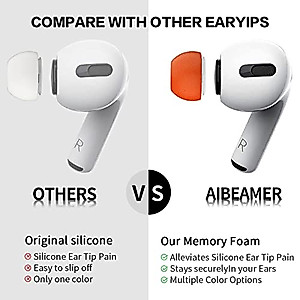 [4 Pairs] for Airpods Pro Ear Tips (Memory Foam), Replacement Ear Tips for Airpods Pro with Noise Reduction Hole | Fit in The Charging Case | with Portable Storage Box (Black/Grey/Orange/Mint Blue)