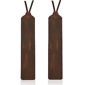 Leather Bookmark, Classic Stitched Bookmark, Leather Page Markers for Men Women Kids Halloween Christmas Bookworms Writers Relatives and Friends (2 Pieces)