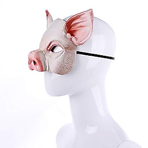 Hosfairy 1Pcs Half Face Animal Mask Pig Mask Horror Pig Mask for Halloween Costume Party Cosplay Props (White Pig Mask)