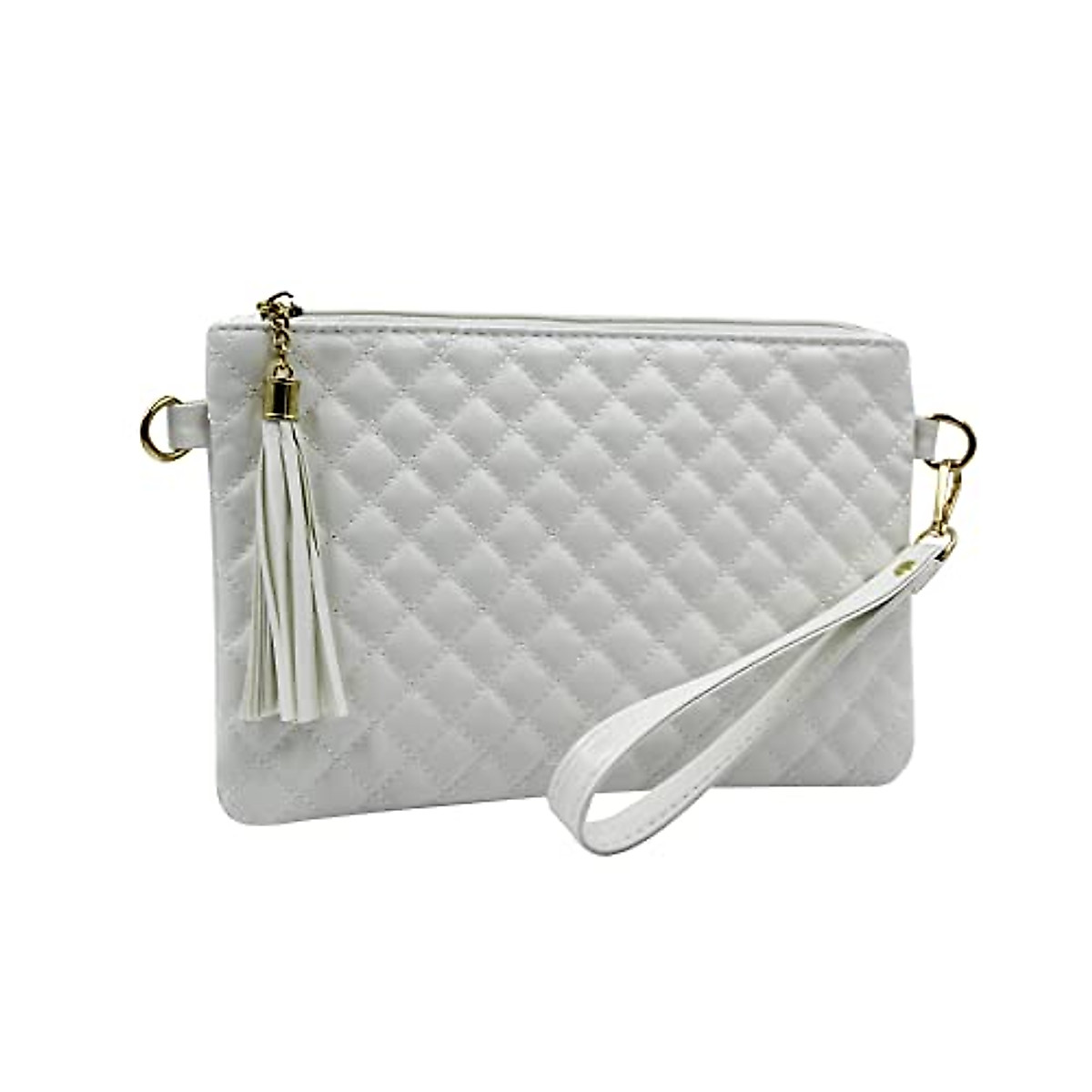 Amamcy Women Quilted Wristlet Clutch with Tassel Envelope Bag Lightweight Clutch Handbag Faux Leather Wallet for Ladies