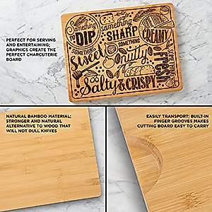 Sabatier Charcuterie Board with Recessed Handles, Reversible Kitchen Cutting Board for Entertaining and Meal Prep, Decorative Wood Cheese Board, Perfect Housewarming Gift, 11-inch x 14-Inch, Bamboo