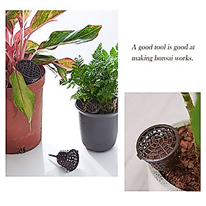 ISKYBOB 100 Pieces Brown Plastic Fertilizer Mesh Basket with Lid Planting Food Net Pot Garden Nutrition Cups for Succulent, Orchid, Bonsai, S+L