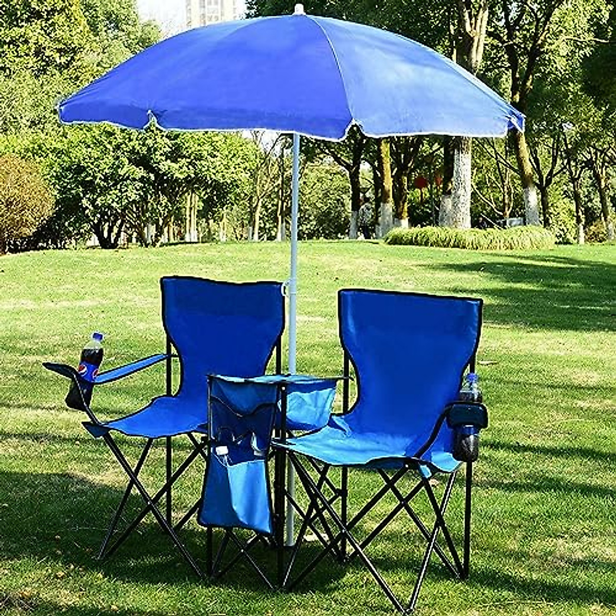 Foldable Beach Camping Chair with Canopy Shade Outdoor Folding Picnic Chair