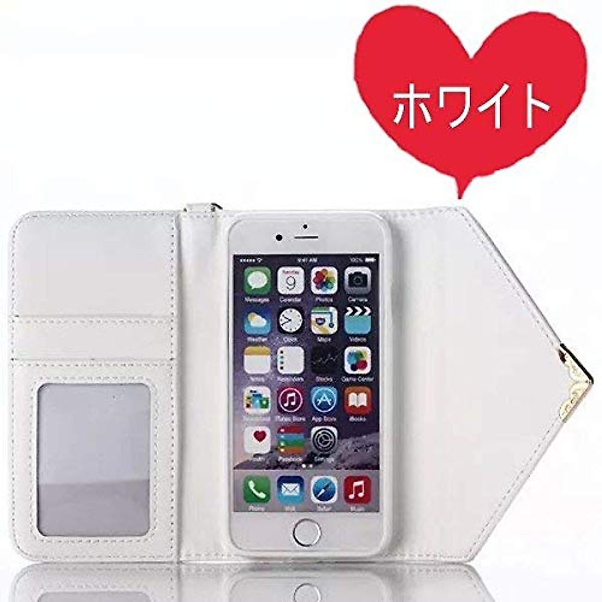 株式会社GLOW Glow Co., Ltd. 404-1-03 iPhone 11 with Strap, Multi-Functional Storage, Notebook Type Case, White, Tempered Glass & Stylus