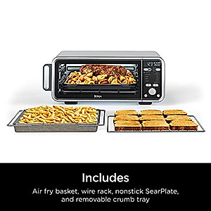 Ninja SP301 Dual Heat Air Fry Countertop 13-in-1 Oven with Extended Height, XL Capacity, Flip Up & Away Capability for Storage Space, Silver (RENEWED)