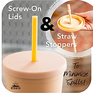 STRATA CUPS Classic Multicolor Tumblers with Lids and Straws (8 pack) - 22oz Matte Pastel Colored Acrylic Tumblers with Lids and Straws, Double Wall Tumbler Bulk, Reusable Cup with Straw Cleaner