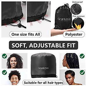Hooded Hair Dryer w/A Headband Integrated That Reduces Heat Around Ears & Neck - Hair Dryer Hooded Diffuser Cap for Curly, Speeds Up Drying Time, Safety Deep Conditioning At Home - Portable, Large