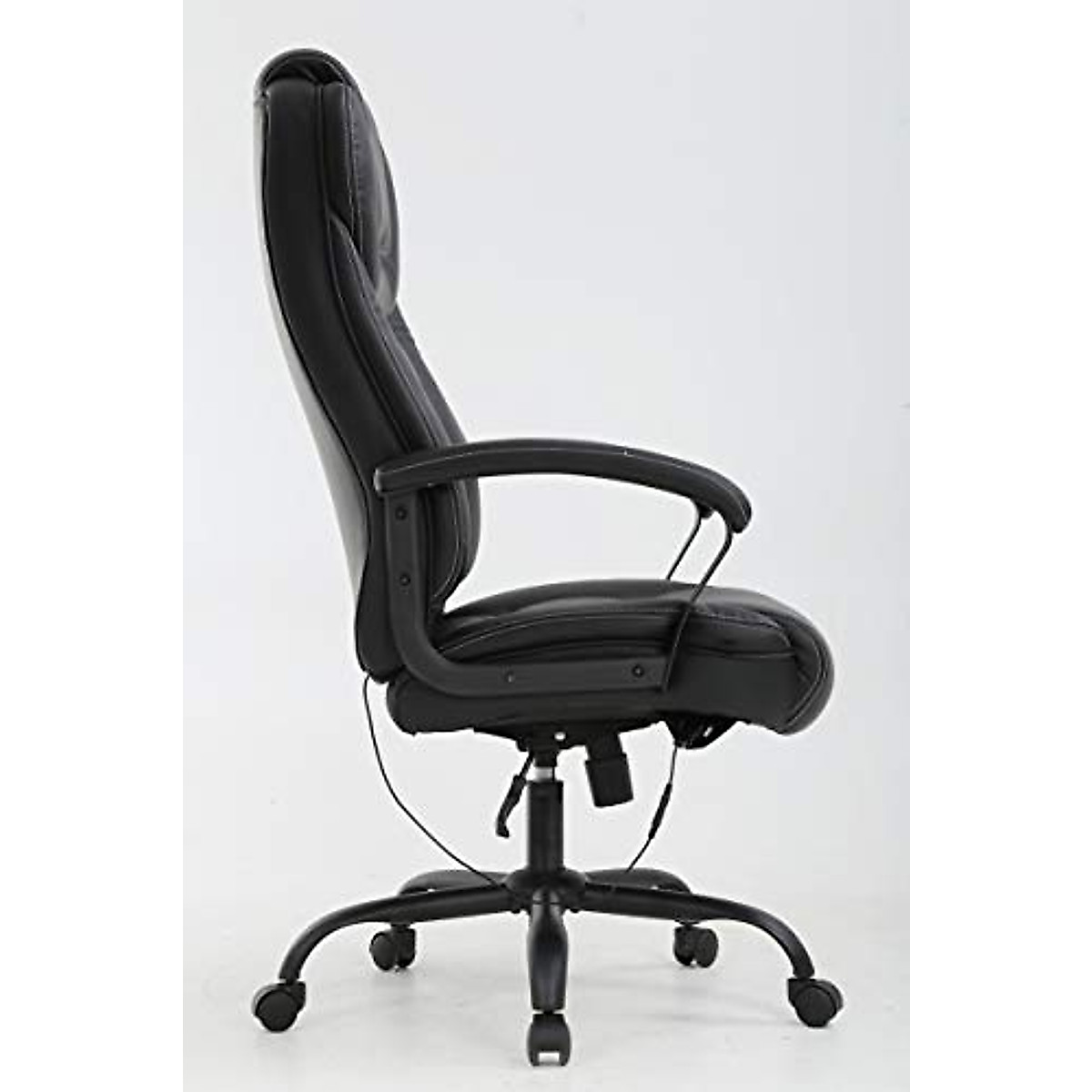 500lbs Big & Tall Task Office Chair, Wide Seat Desk Chair with Massage Lumbar Support Armrest Swivel Rolling High Back Leather Adjustable Ergonomic Computer Chair for Managerial Executive Chairs Black