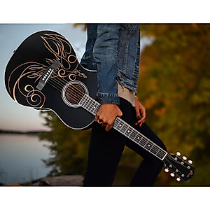 WINZZ AF227A 39 Inches Concert Acoustic Acustica Guitar with Full Kit, Delicate Vine