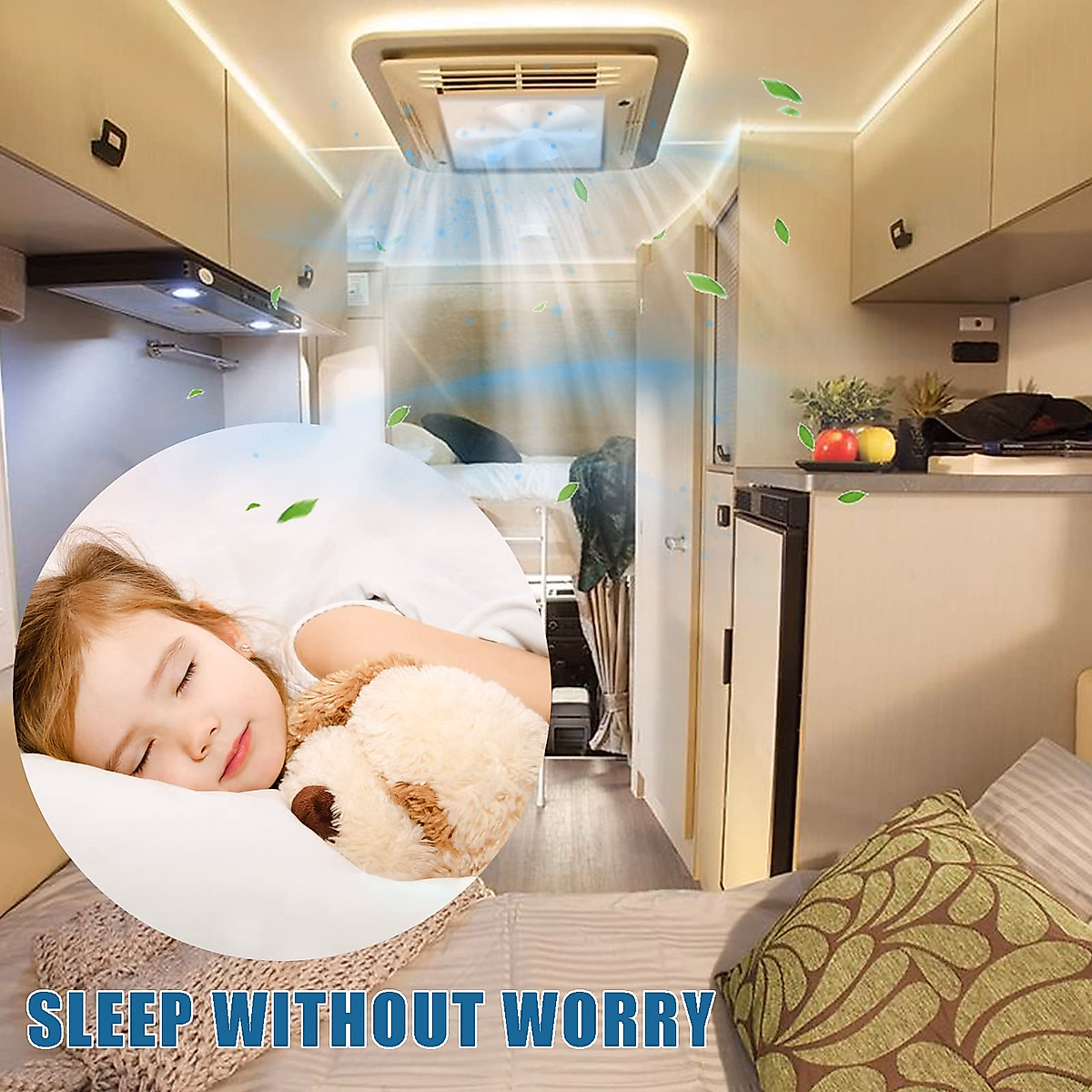 6 inch RV Vent Fan,12V D-Shaft RV Fan Motor with White Fan Blade for RV Bathroom Fan Camper Roof Vent