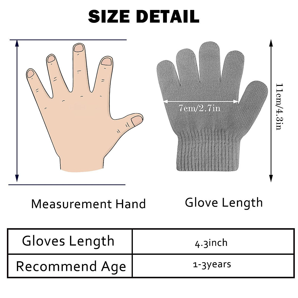 ONESING 6 Pair Baby Gloves Toddler Gloves Toddler Winter Gloves Kids Gloves Winter Stretchy Knit Gloves for Kids Boys Girls