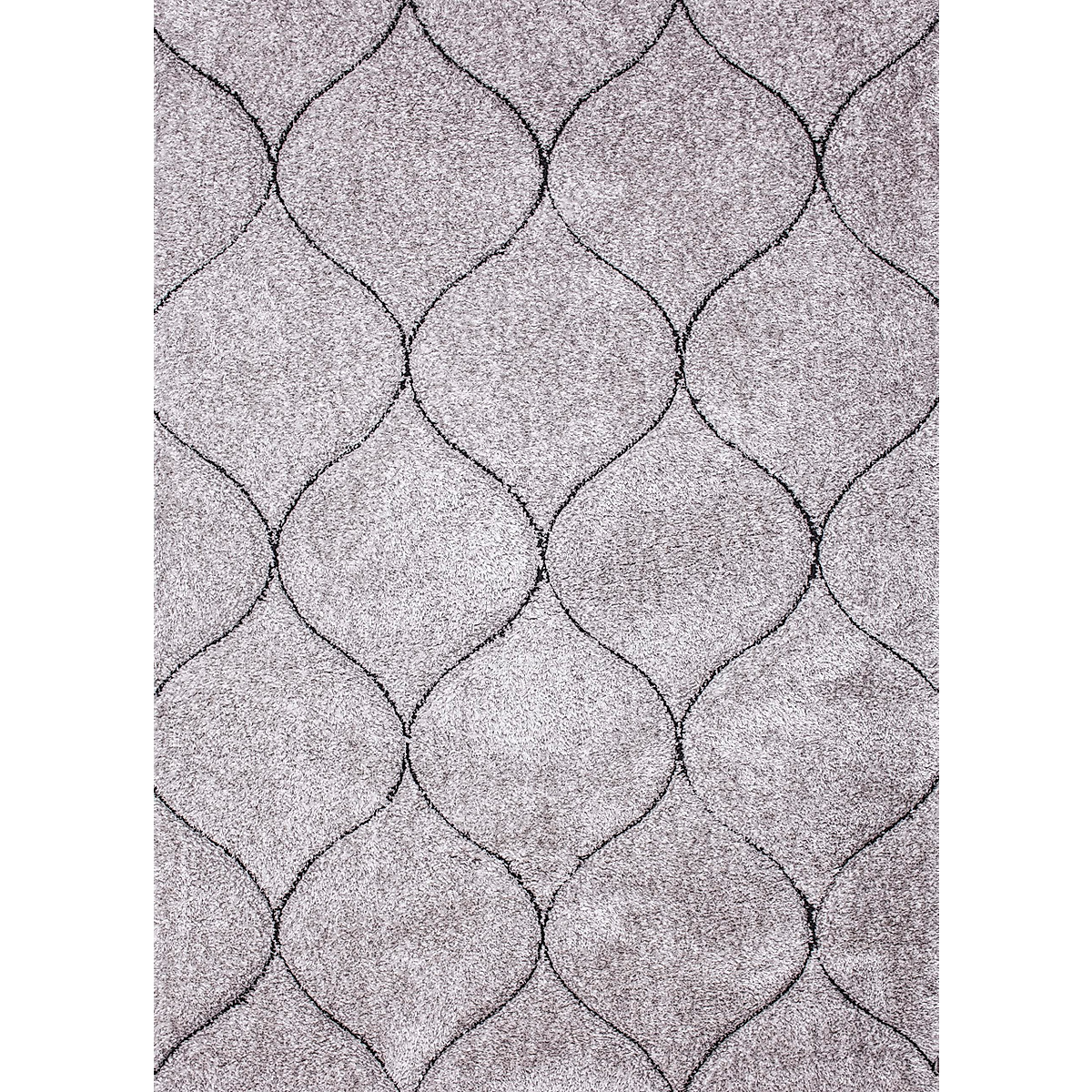 Makymo 7'6" x 10'3" ft Silver Tiles Shag Area Rug - Hand Carved Geometric Pattern Design - Soft, Plush Fluffy Carpet Great for Indoor Bedroom, Living Room