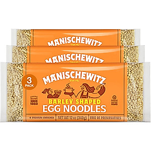 Manischewitz Barley Shaped Enriched Egg Noodles, 12 OZ (Pack of 3) Makes a Great Homestyle Farfel, No Preservatives, Low Sodium
