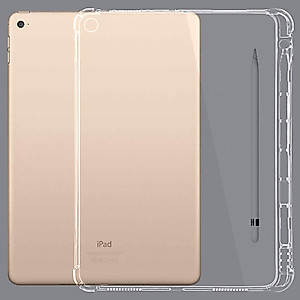 SFFINE Clear Case for New iPad 10.2 7th/8th/9th Generation 2021/2020/2019 with Pencil Holder, Shockproof Thin Slim Transparent Flexible TPU Gel Silicon Back Cover Protective Shell Fit iPad 10.2 Inch