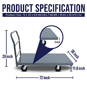 5Seconds Platform Cart Industrial Dolly Cart Heavy Duty 48” X 24” Platform Truck Commercial Cart Flatbed Platform Cart with 2000lb Capacity, Moving Cart 6” Swivel Wheels Flatbed cart, Push Cart