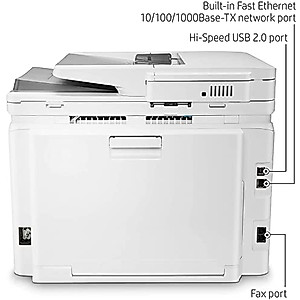 HP Laserjet Pro MFP M283cdwF All-in-One Wireless Color Laser Printer, White - Print Scan Copy Fax - 22 ppm, 600x600 dpi, 8.5x14, Auto 2-Sided Printing, 50-Sheet ADF, Ethernet- External 64GB Drive