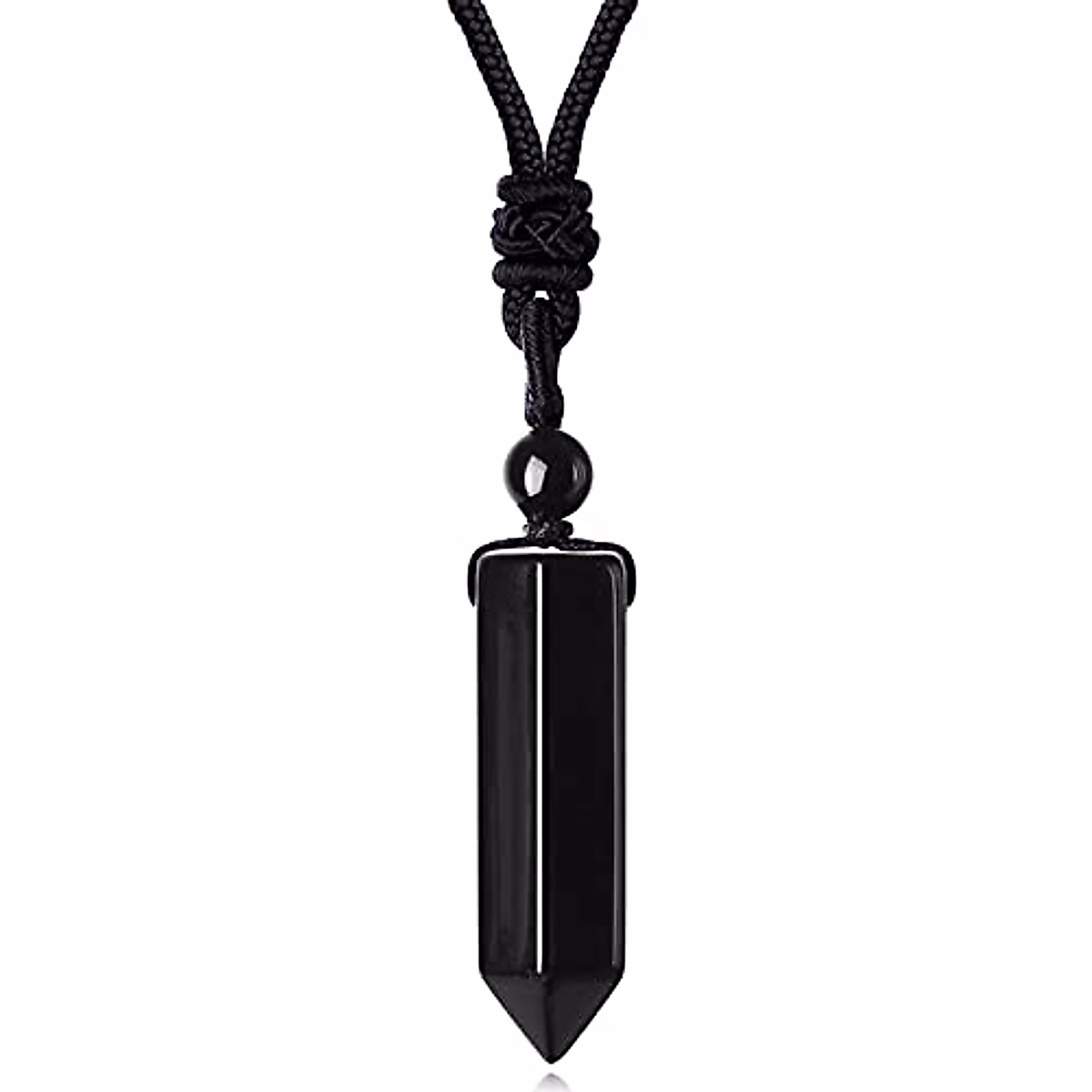 MAIBAOTA Black Obsidian Necklaces for Men Women Natural Crysal Stone Pendant Necklace Adjustable Rope Point Necklace Reiki Spiritual Gemstone Men Necklace Jewelry