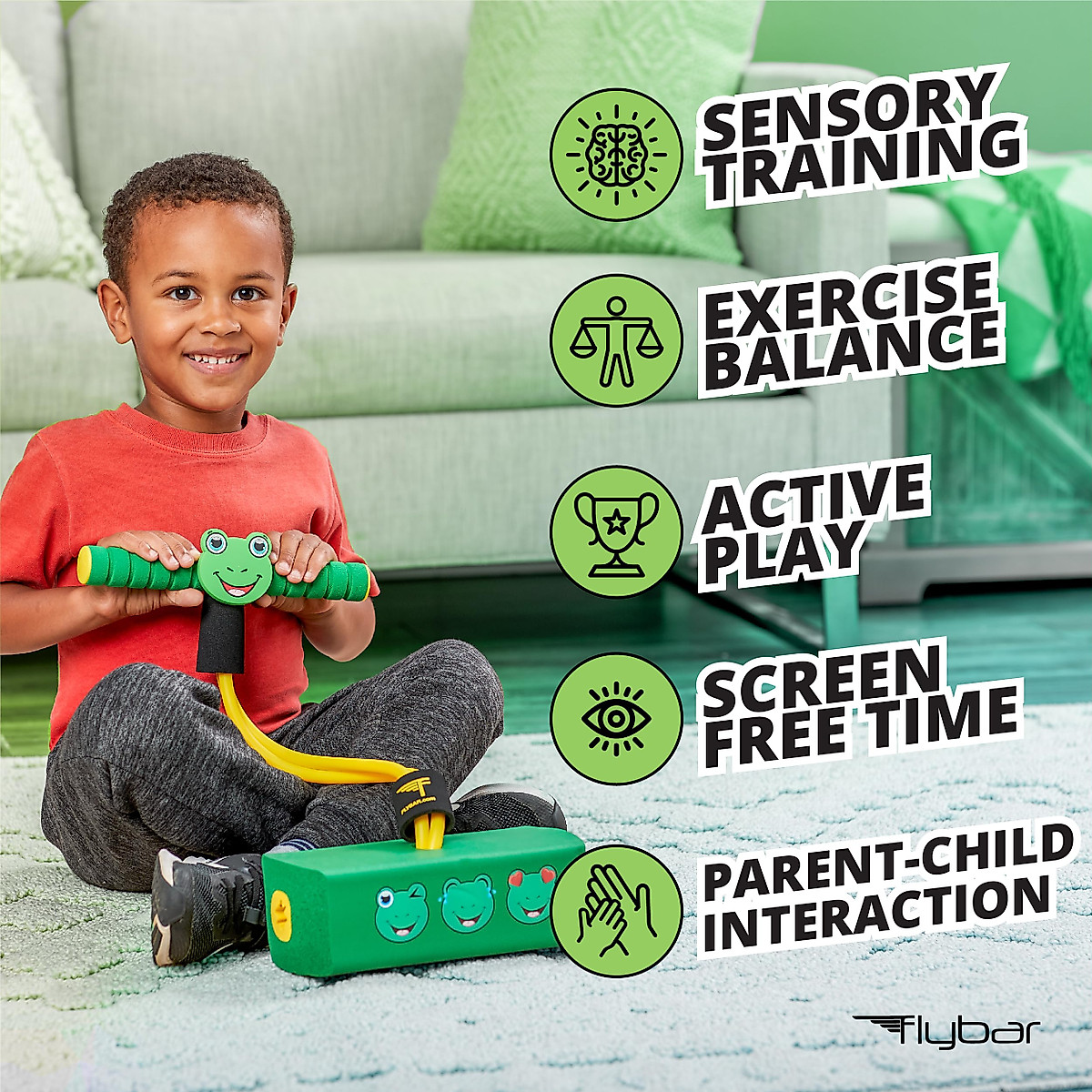 Flybar My First Foam Pogo Jumper for Kids Fun and Safe Pogo Stick for Toddlers, Durable Foam and Bungee Jumper for Ages 3 and up, Supports up to 250lbs (Frog)