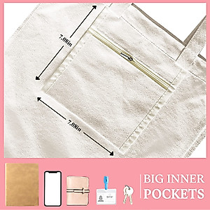 Canvas Tote Bag with Interior Pocket, Canvas Book Tote, Large Shoulder Bag, Portable washable ladies grocery shopping gift bag, canvas tote bag for women, canvas shopping bags, tote bag aesthetic