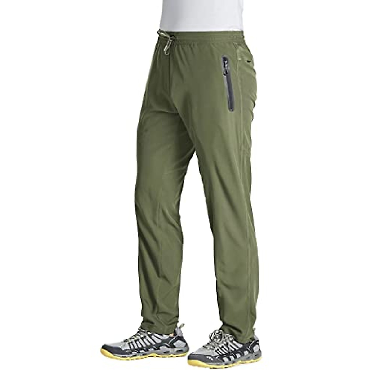 MAGCOMSEN Running Pants Men Zipper Pockets Track Pants Summer Pants Hiking Pants Quick Dry Pants Active Pants Training Pants Men Sweatpants for Men Army Green