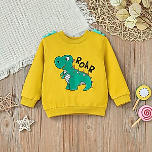 12-18 Months Boy Clothes Toddler Baby Infant Fall Winter Outfits Cute Dinosaur Cartoon Tops+Pants Set,Yellow boys outfit 12-18 months/80cm