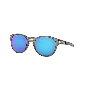 Oakley Men's OO9265 Latch Oval Sunglasses, Matte Grey Ink/Prizm Sapphire Iridium Polarized, 53 mm