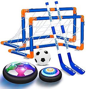 OASO Kids Toys Hover Hockey Soccer Ball Set with 3 Goals, Rechargeable Floating Air Soccer Ball with Led Light and Foam Bumper, Indoor Outdoor Sports Games Toys Gifts for Boys Girls Aged 3 4 5 6-12