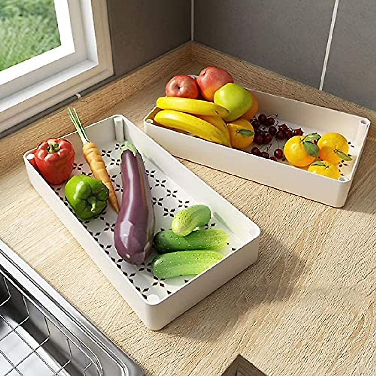 OVAKIA 4-Tier Slim Rolling Utility Cart Storage Shelves Trolley Storage Organizer Shelving Rack with Mesh Baskets/Wheel Casters for Laundry Pantry Bathroom Kitchen Office Narrow Places(White)