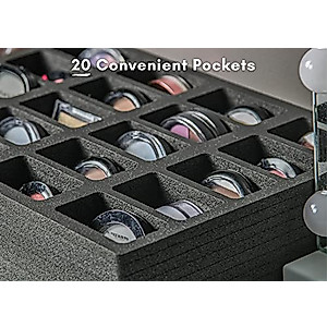 Polar Whale 4 Large Compact Organizer Stands Premium Durable Black Foam Tray Washable Waterproof Insert Storage for Home Bathroom Bedroom Cosmetic 16 x 11 x 3 Inches 20 Compartments