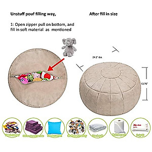 ROTOT Unstuffed Pouf Cover, Ottoman, Bean Bag Chair, Foot Stool, Foot Rest, Storage Solution or Wedding (Empty & New) (Mushroom)